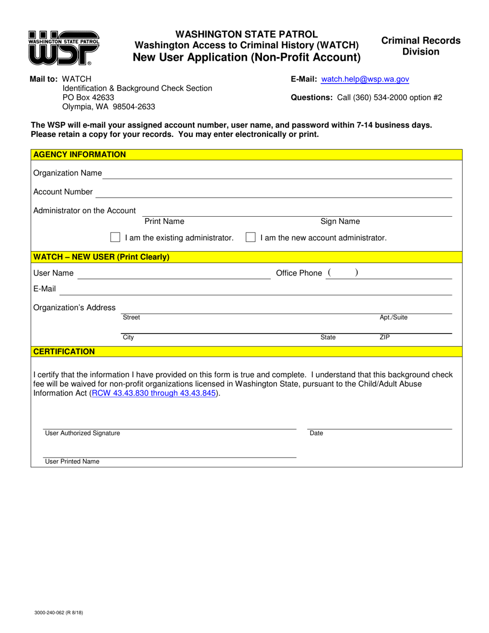 Form 3000-240-062 - Fill Out, Sign Online and Download Fillable PDF ...