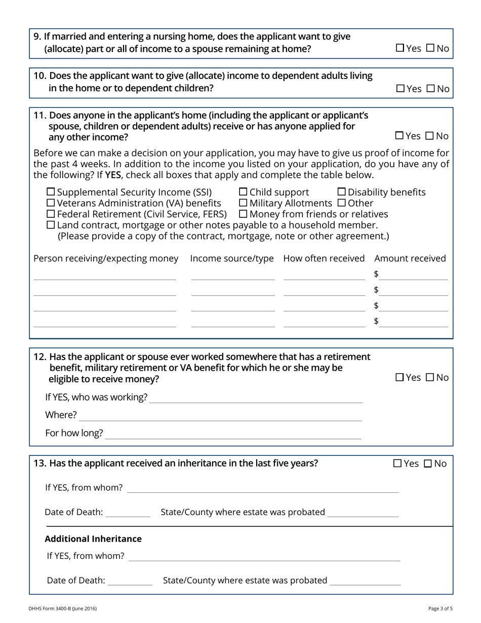 DHHS Form 3400-B - Fill Out, Sign Online and Download Fillable PDF ...