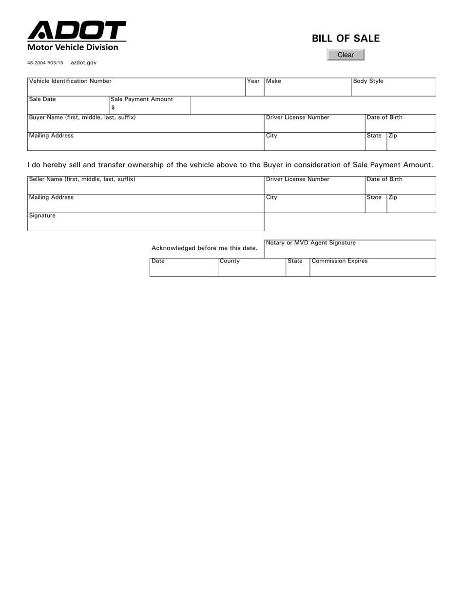 Form 48-2004 - Fill Out, Sign Online and Download Fillable PDF, Arizona ...