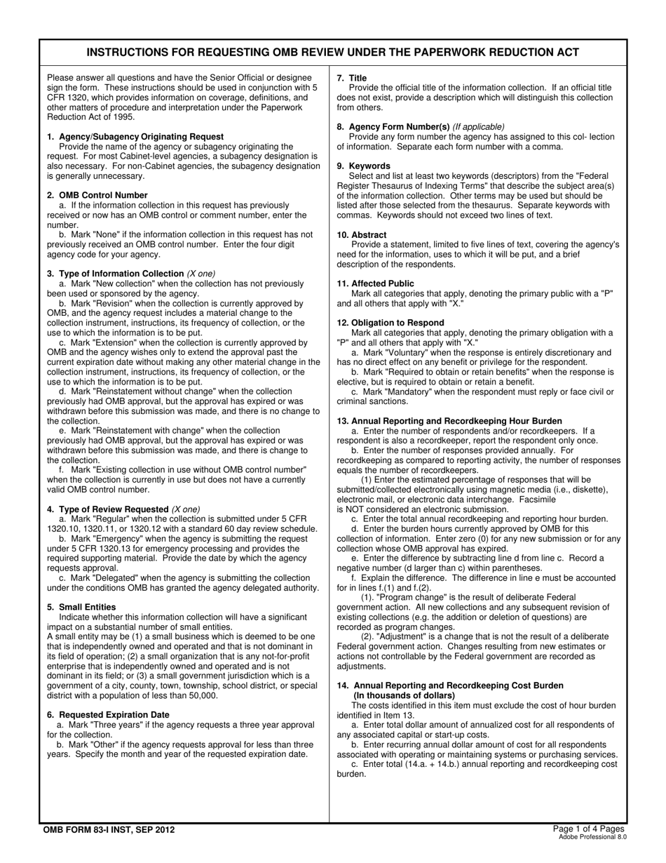 Download Instructions for OMB Form 83-I Paperwork Reduction Act ...