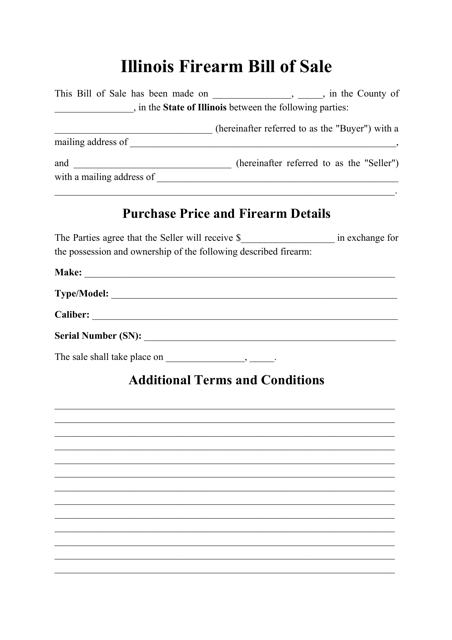 Illinois Firearm Bill Of Sale Form Fill Out Sign Online And Download 