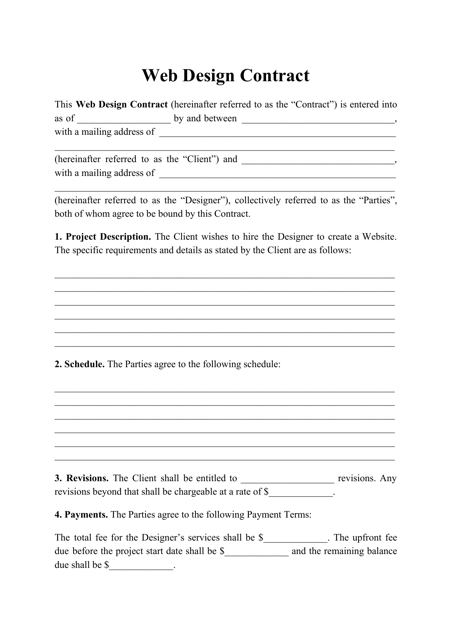 Web Design Contract Template Fill Out Sign Online And Download PDF 