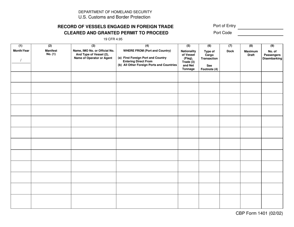 CBP Form 1401 - Fill Out, Sign Online and Download Fillable PDF ...