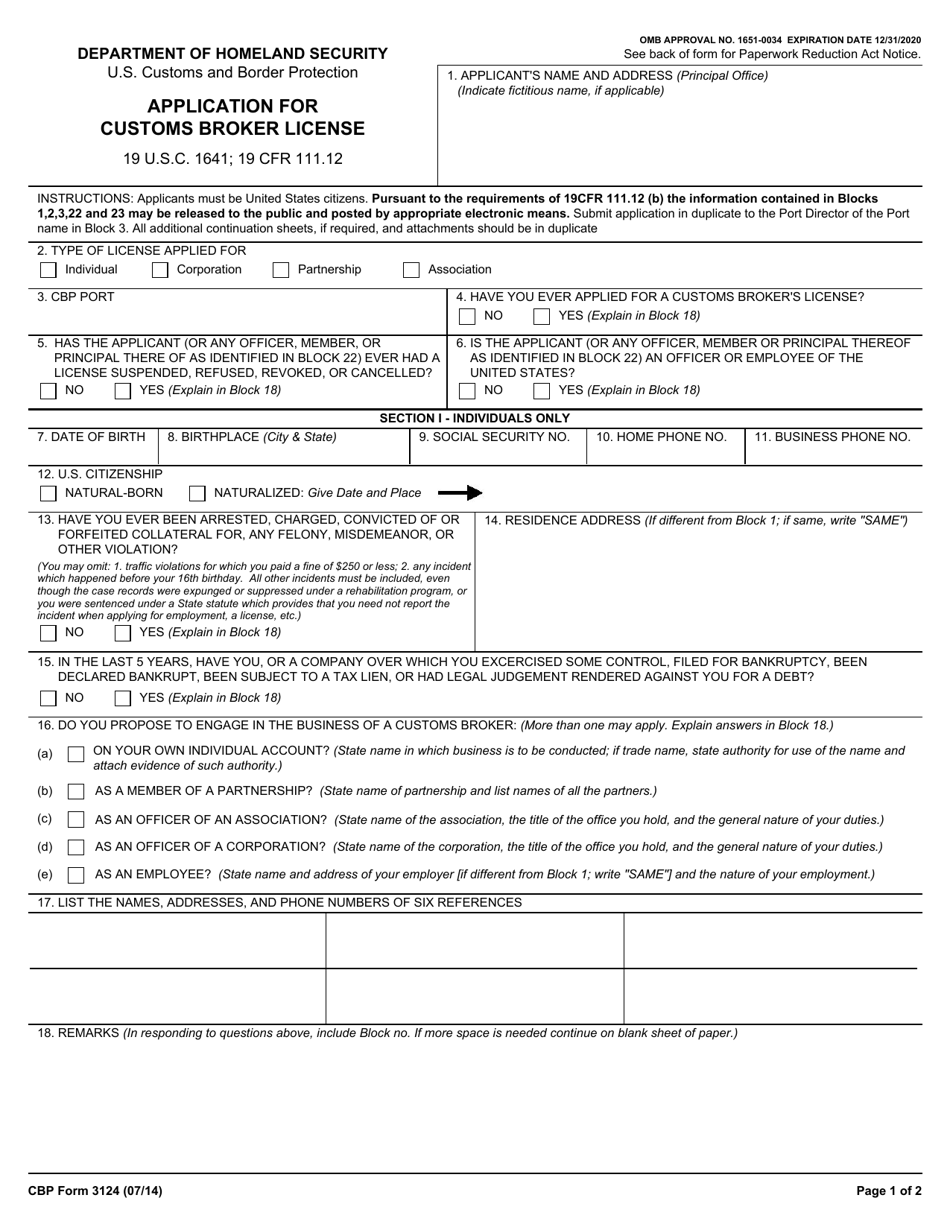 CBP Form 3124 - Fill Out, Sign Online and Download Fillable PDF ...