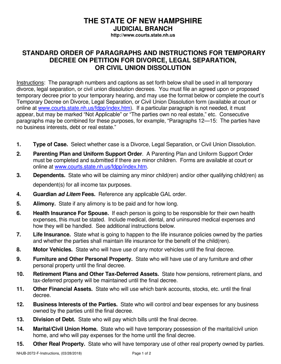 Download Instructions for Form NHJB-2072-F Temporary Decree on Petition ...