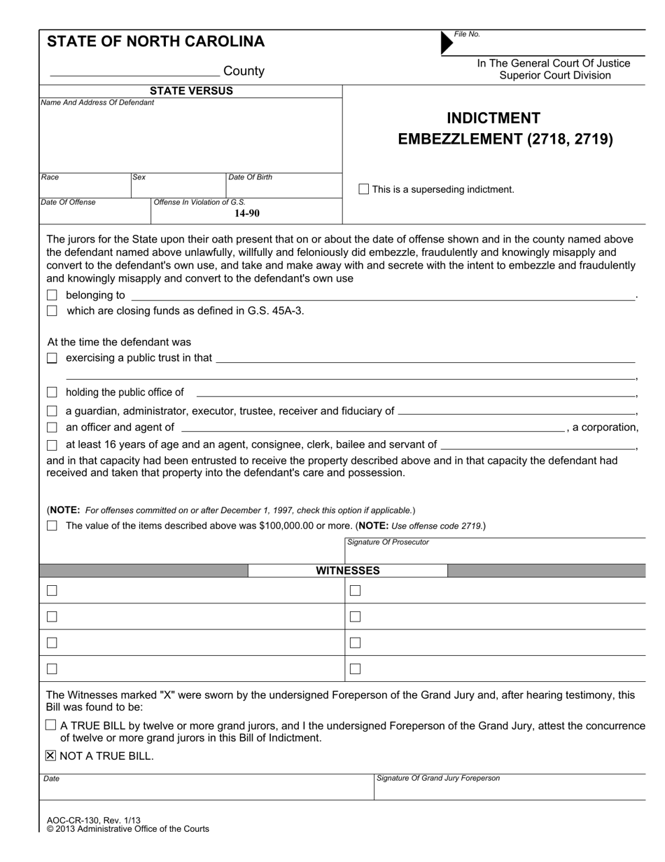 Form AOC-CR-130 - Fill Out, Sign Online and Download Fillable PDF ...