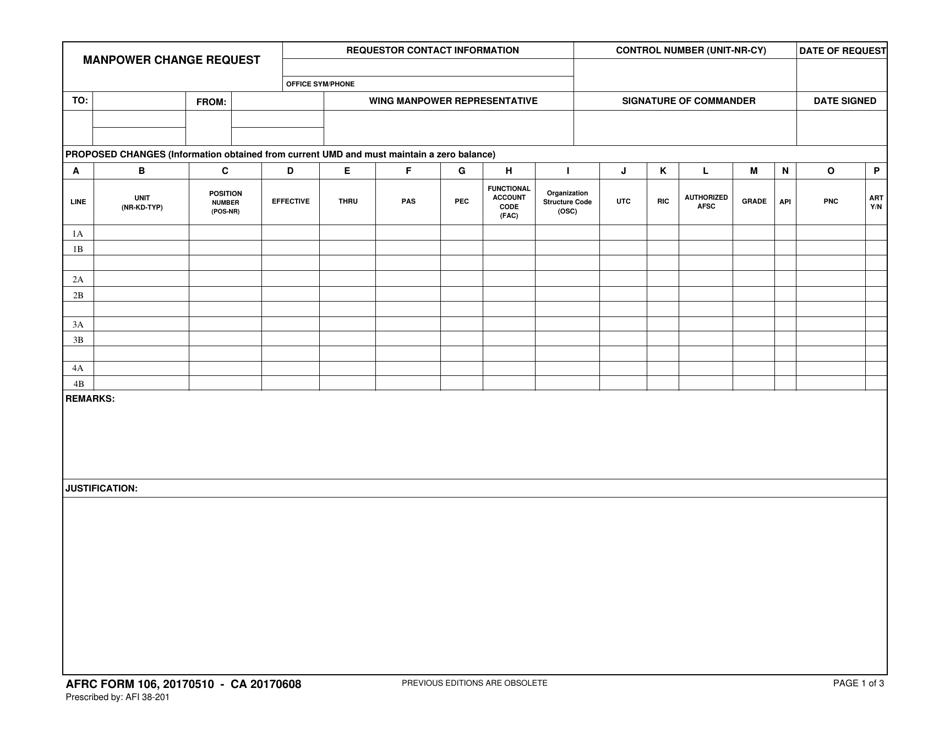 AFRC Form 106 - Fill Out, Sign Online and Download Fillable PDF ...