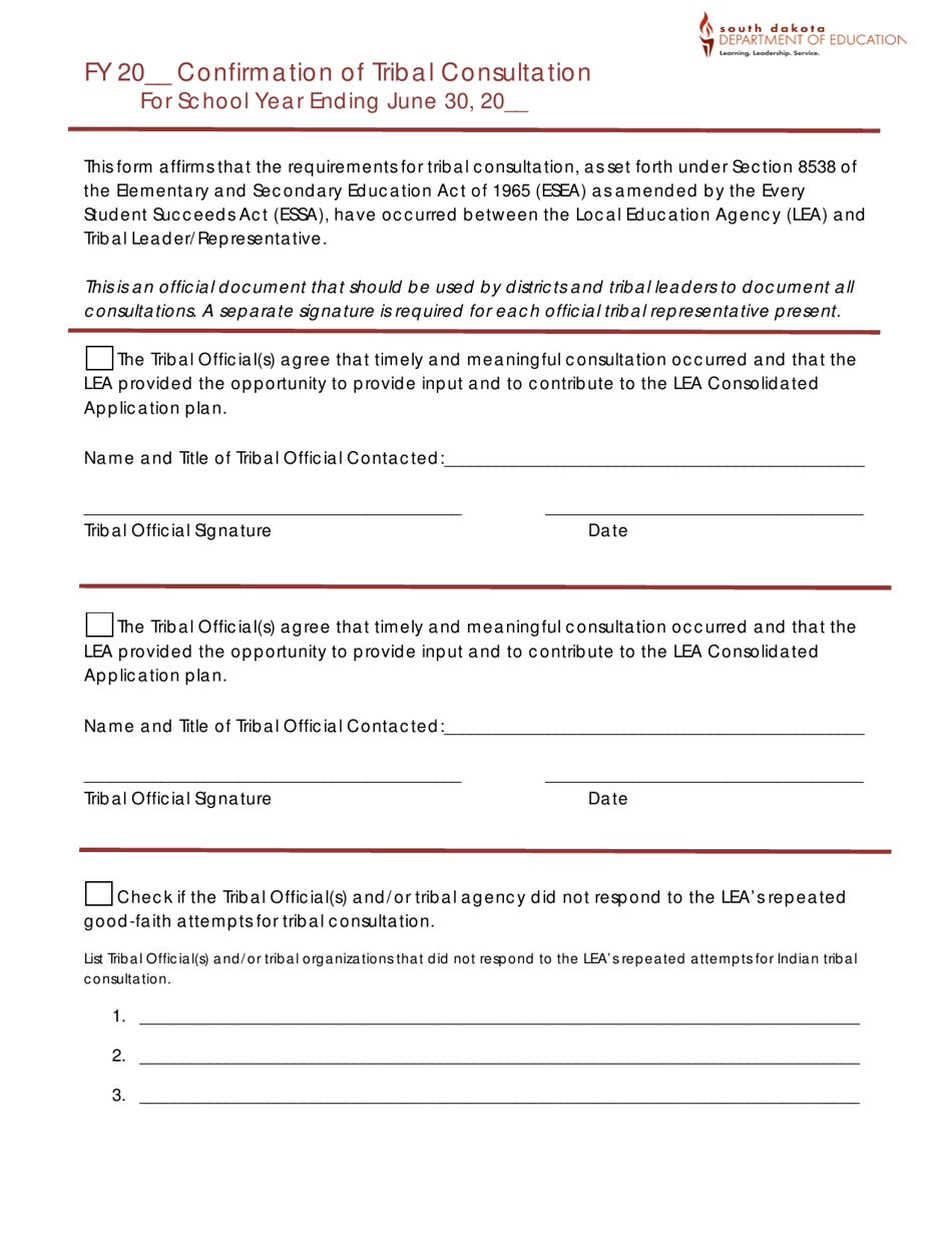 South Dakota Confirmation of Tribal Consultation - Fill Out, Sign ...