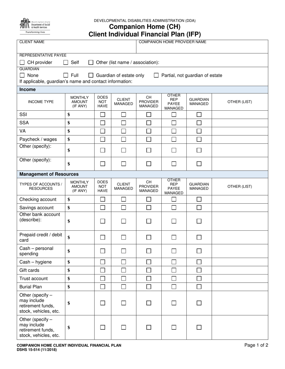 DSHS Form 15-514 - Fill Out, Sign Online and Download Printable PDF ...