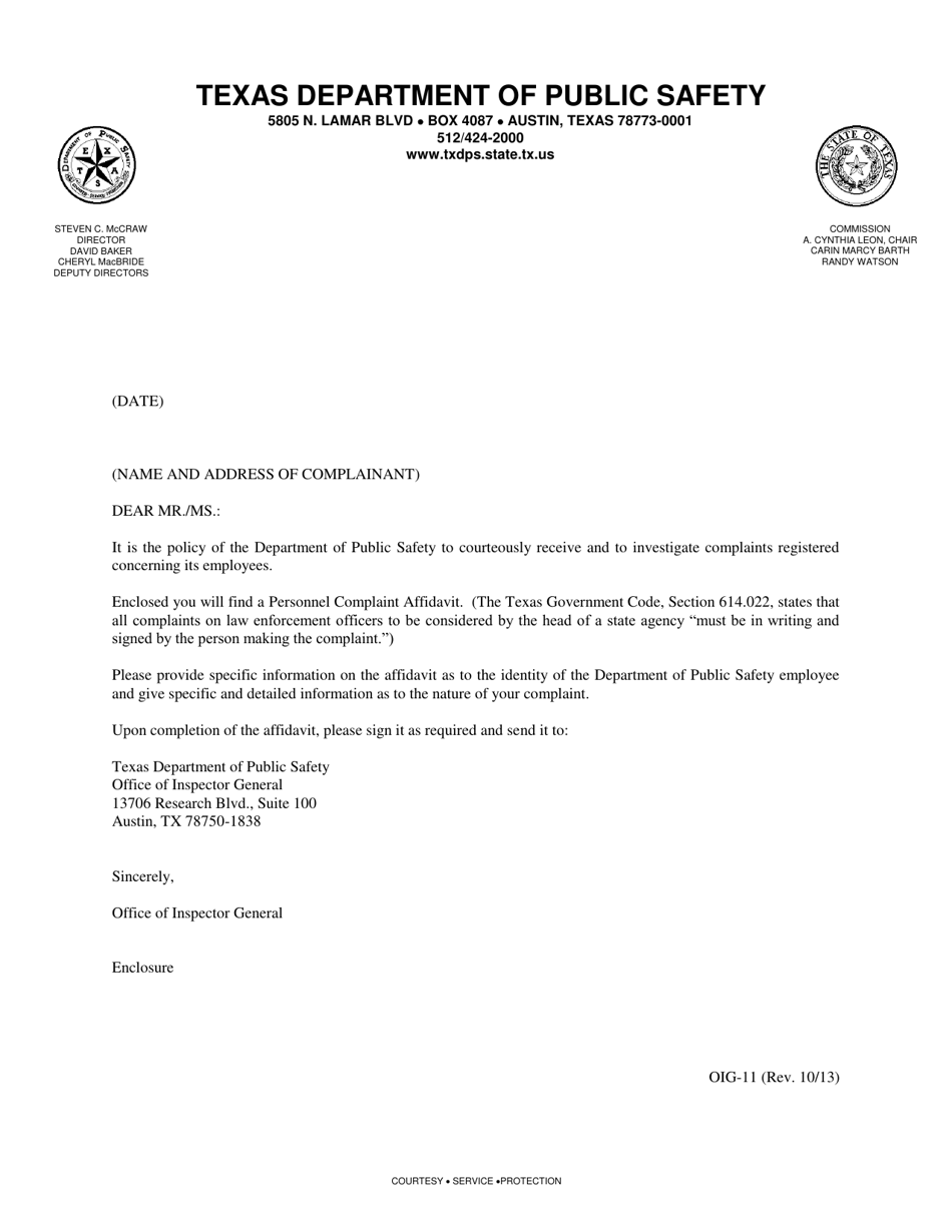 Form OIG-11 - Fill Out, Sign Online and Download Printable PDF, Texas ...