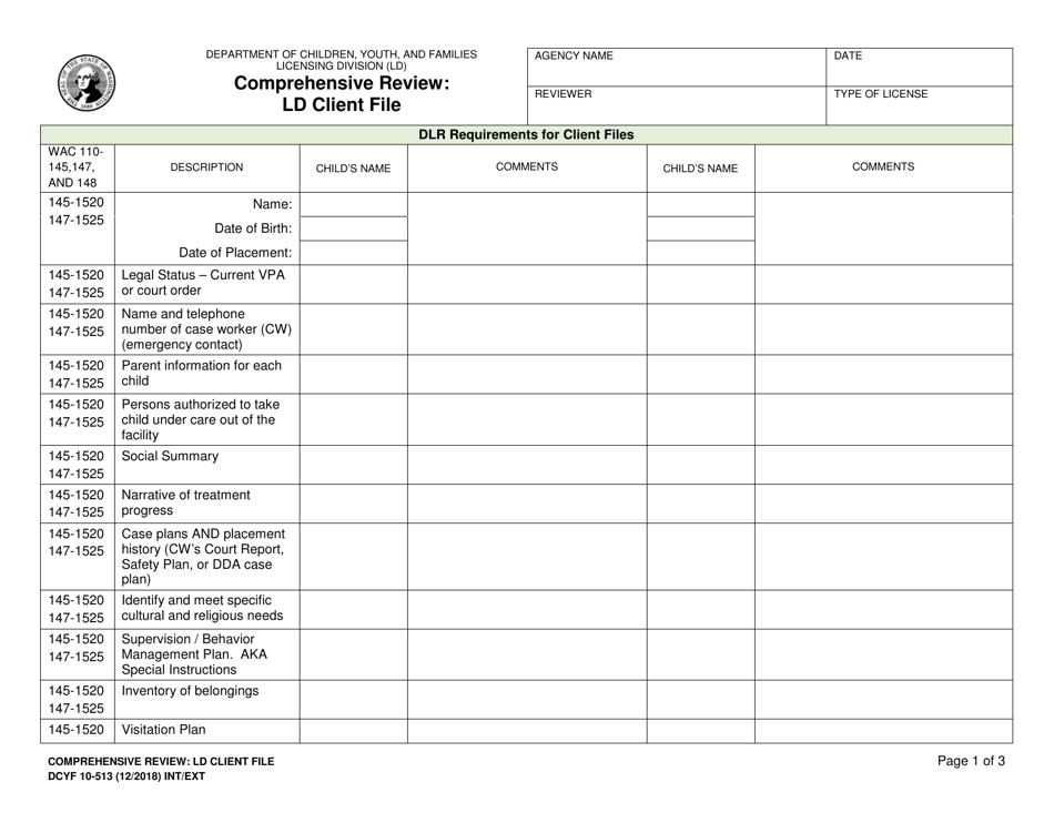 DCYF Form 10-513 - Fill Out, Sign Online and Download Fillable PDF ...