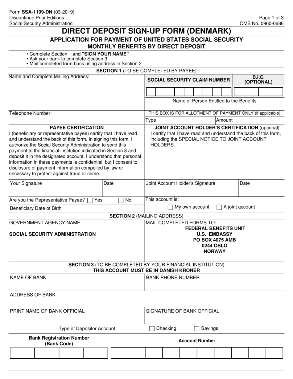 Form SSA-1199-DN - Fill Out, Sign Online and Download Fillable PDF ...