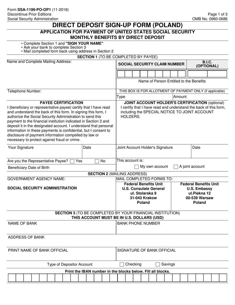 Form SSA-1199-PO-OP1 - Fill Out, Sign Online and Download Fillable PDF | Templateroller