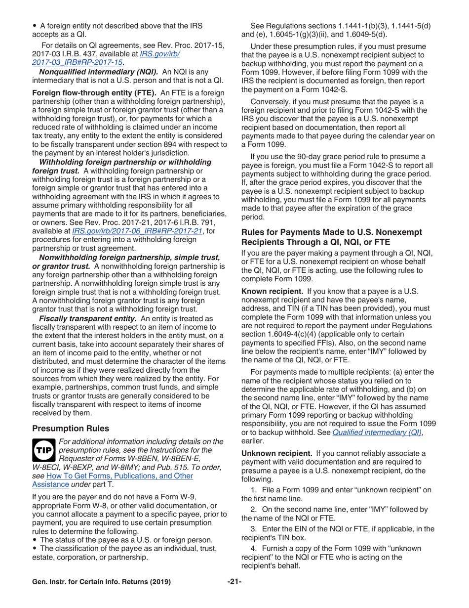 Download Instructions for IRS Form 1096, 1097, 1098, 1099, 3921, 3922, 5948, W-2G PDF, 2019 ...