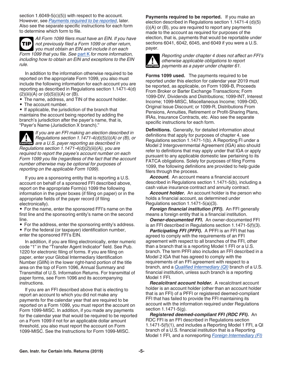 Download Instructions for IRS Form 1096, 1097, 1098, 1099, 3921, 3922, 5948, W-2G PDF, 2019 ...