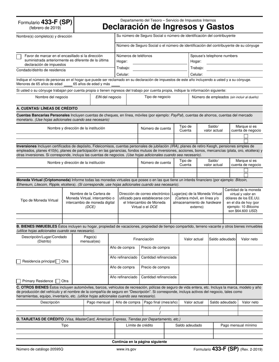 IRS Formulario 433-F (SP) - Fill Out, Sign Online and Download Fillable ...