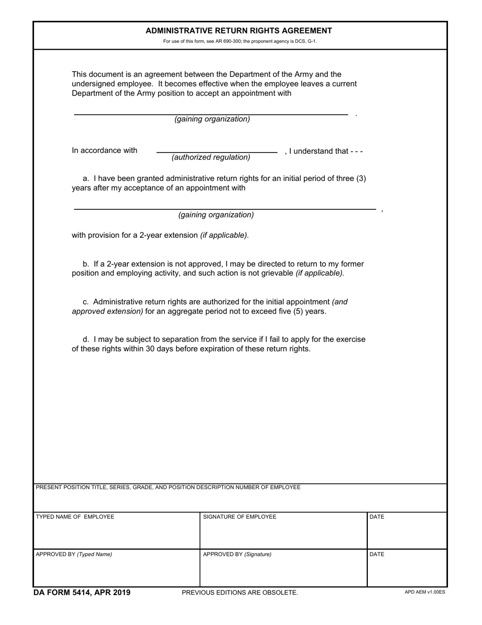 DA Form 5414 - Fill Out, Sign Online and Download Fillable PDF ...