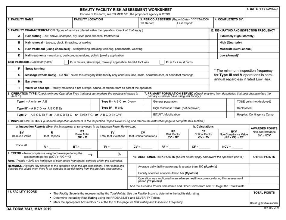DA Form 7847 - Fill Out, Sign Online and Download Fillable PDF ...