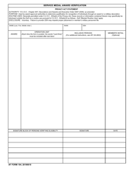 AF Form 104 Download Fillable PDF or Fill Online Service Medal Award ...