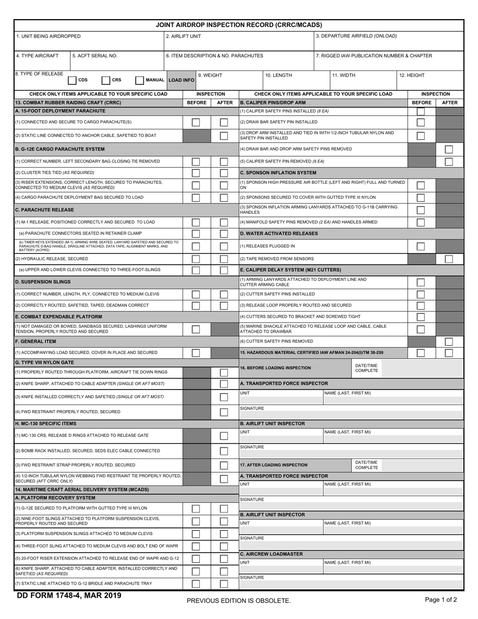 DD Form 1748-4 - Fill Out, Sign Online and Download Fillable PDF ...