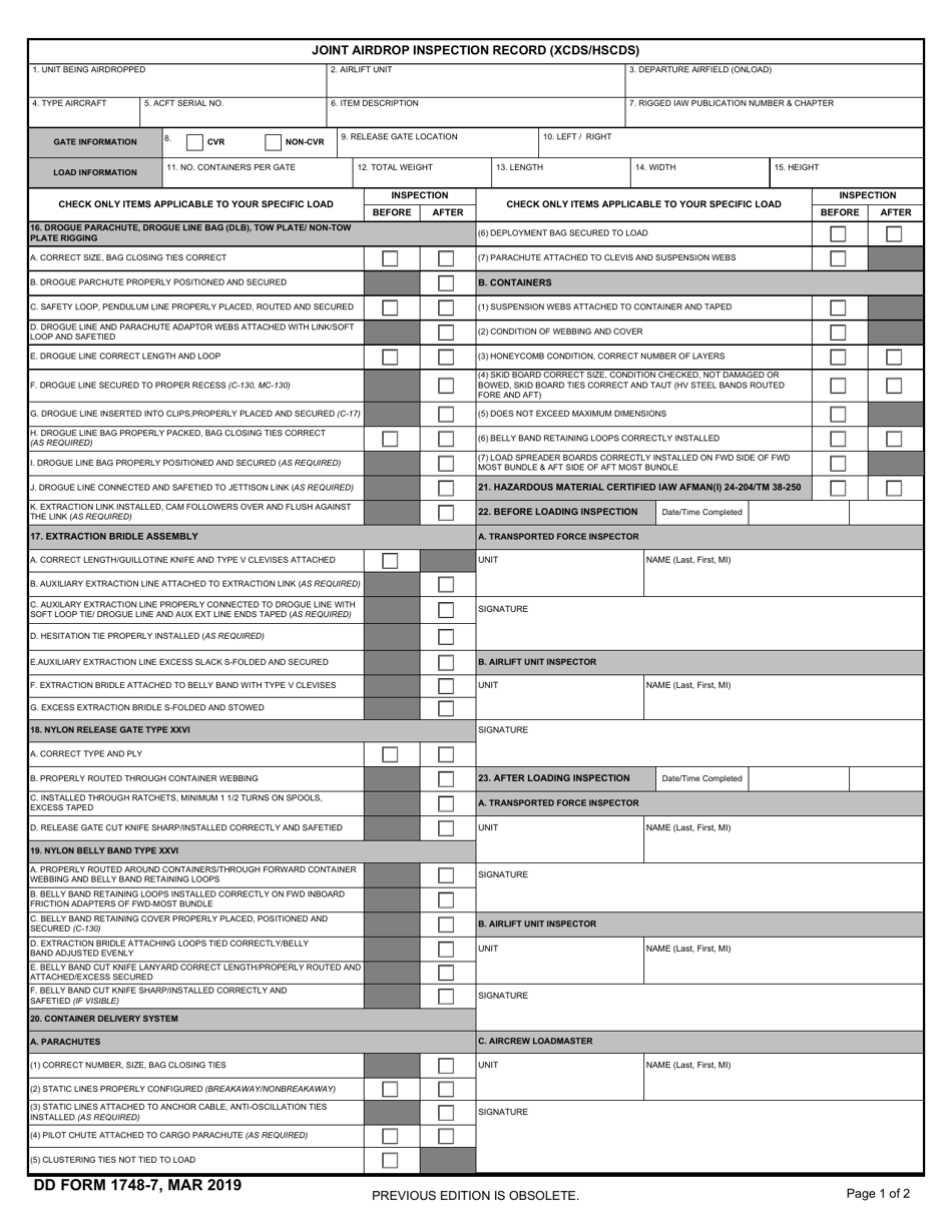 DD Form 1748-7 - Fill Out, Sign Online and Download Fillable PDF ...