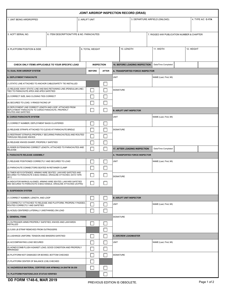 DD Form 1748-6 - Fill Out, Sign Online and Download Fillable PDF ...