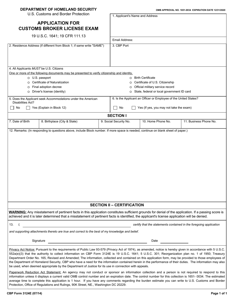 CBP Form 3124E - Fill Out, Sign Online and Download Fillable PDF ...