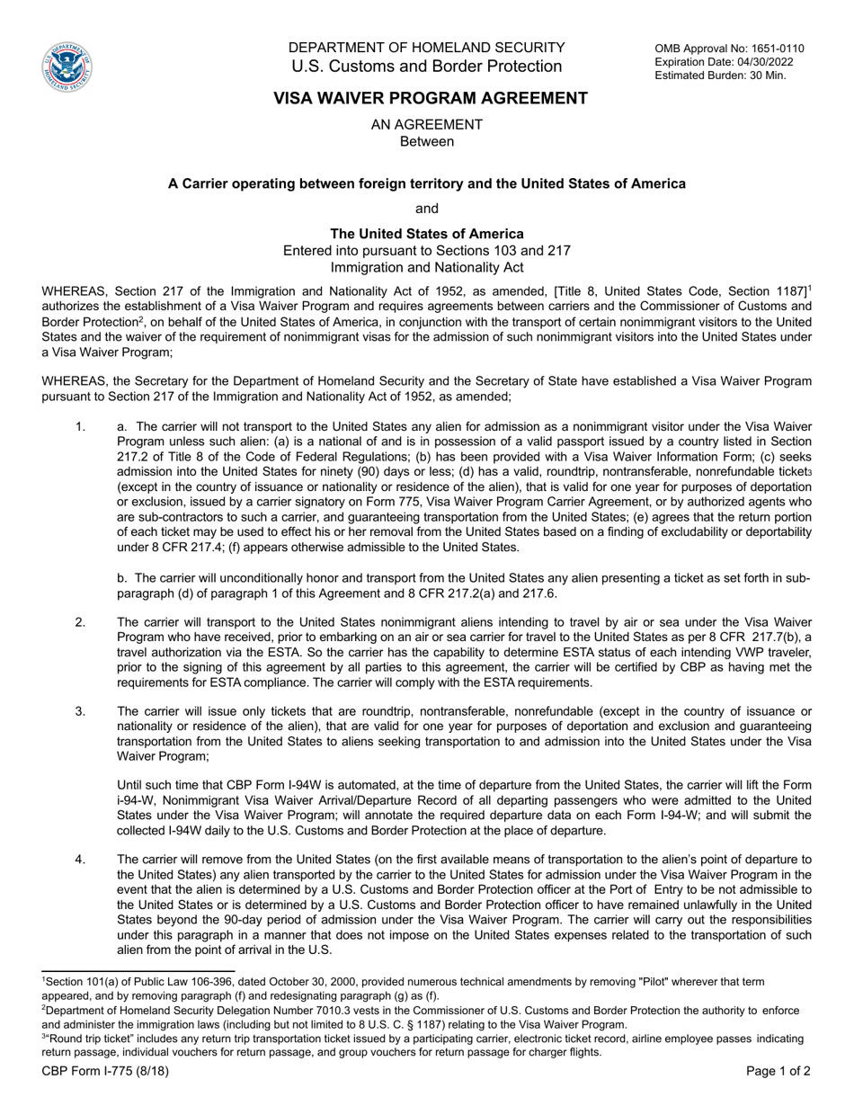 CBP Form I-775 - Fill Out, Sign Online and Download Fillable PDF ...