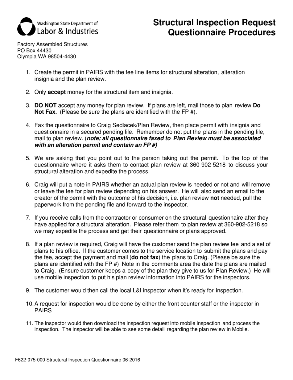 Form F622-075-000 - Fill Out, Sign Online and Download Fillable PDF ...