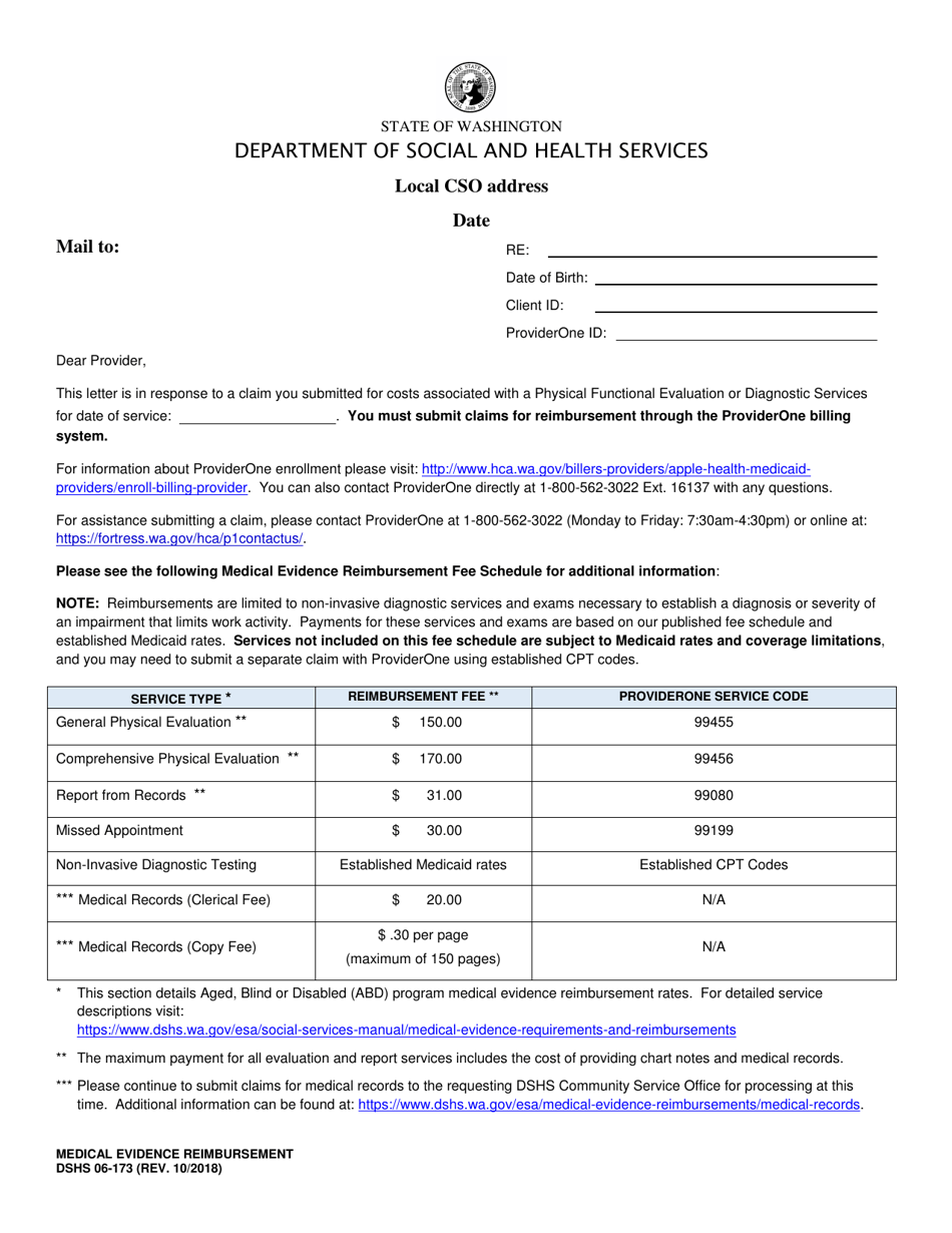 DSHS Form 06-173 - Fill Out, Sign Online and Download Printable PDF ...