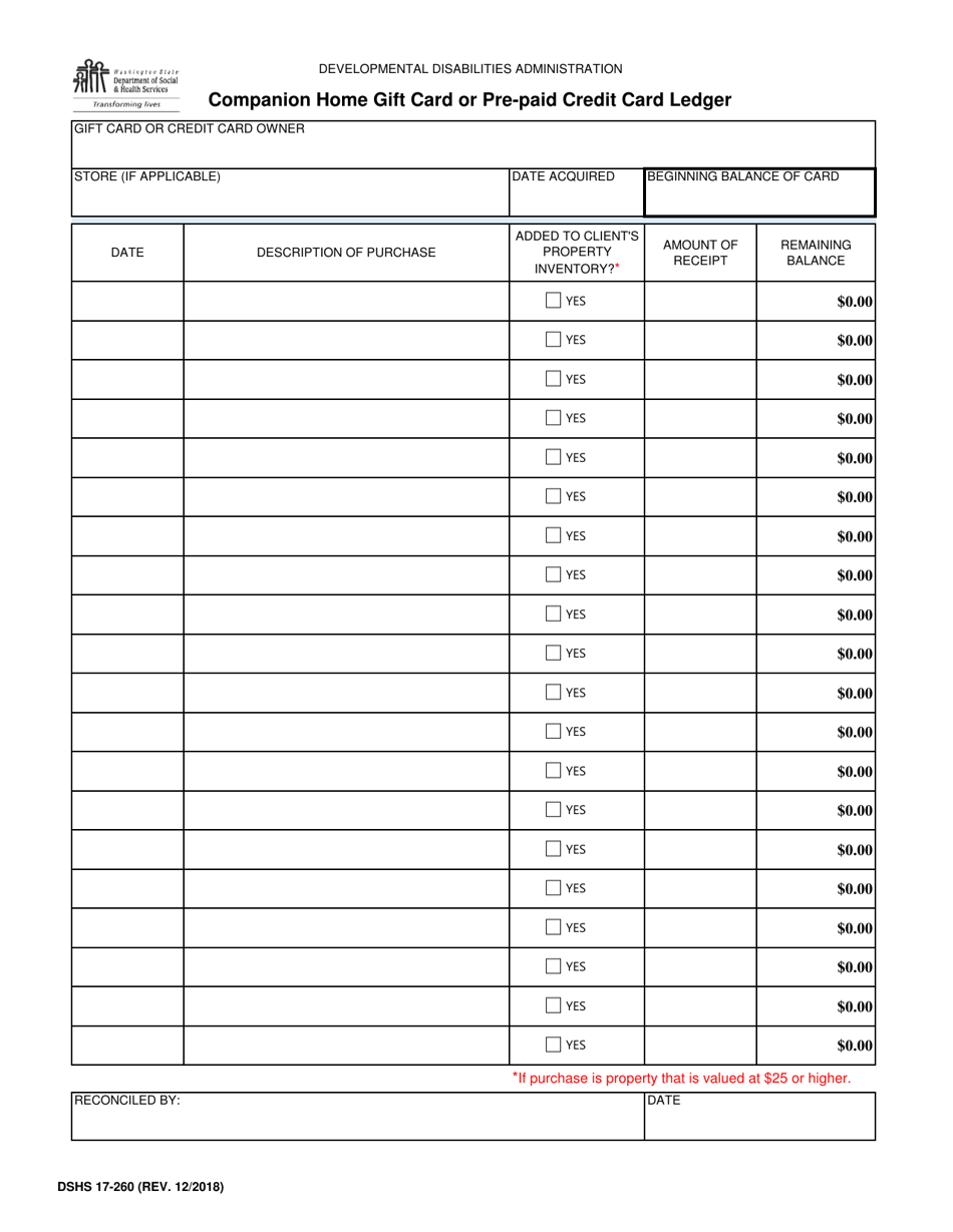 DSHS Form 17-260 - Fill Out, Sign Online and Download Printable PDF ...