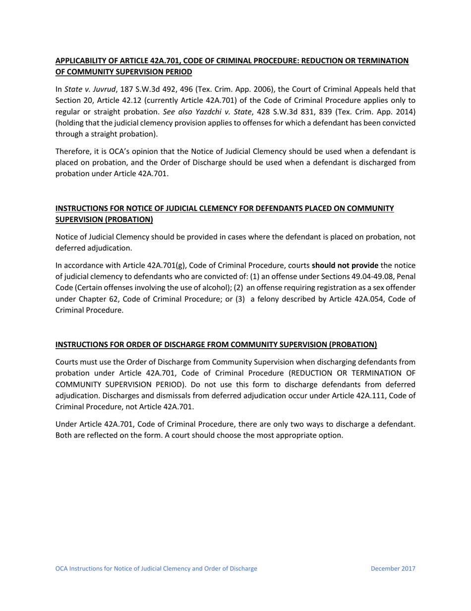 Download Instructions for Notice of Judicial Clemency and Order of ...