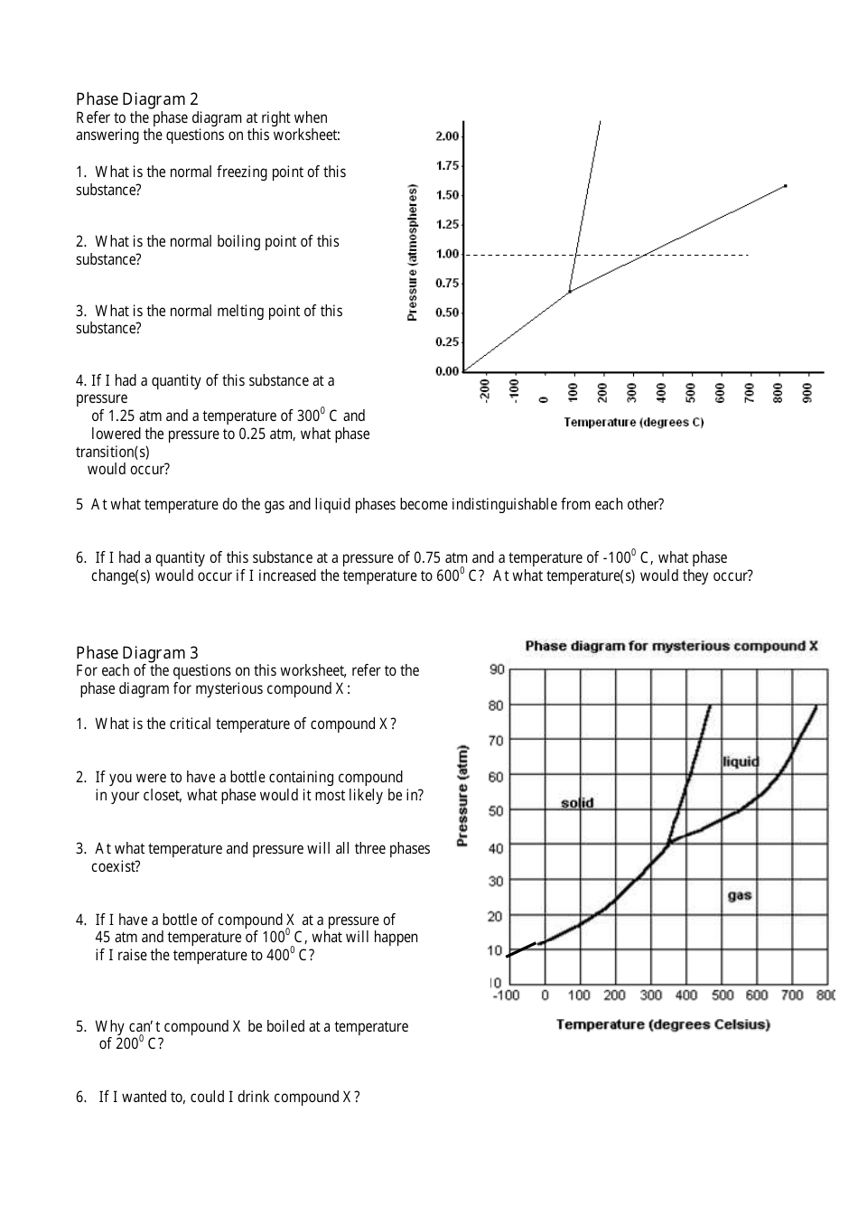 Chemistry Changes of State, Vapor Pressure, & Phase Diagrams Worksheets ...