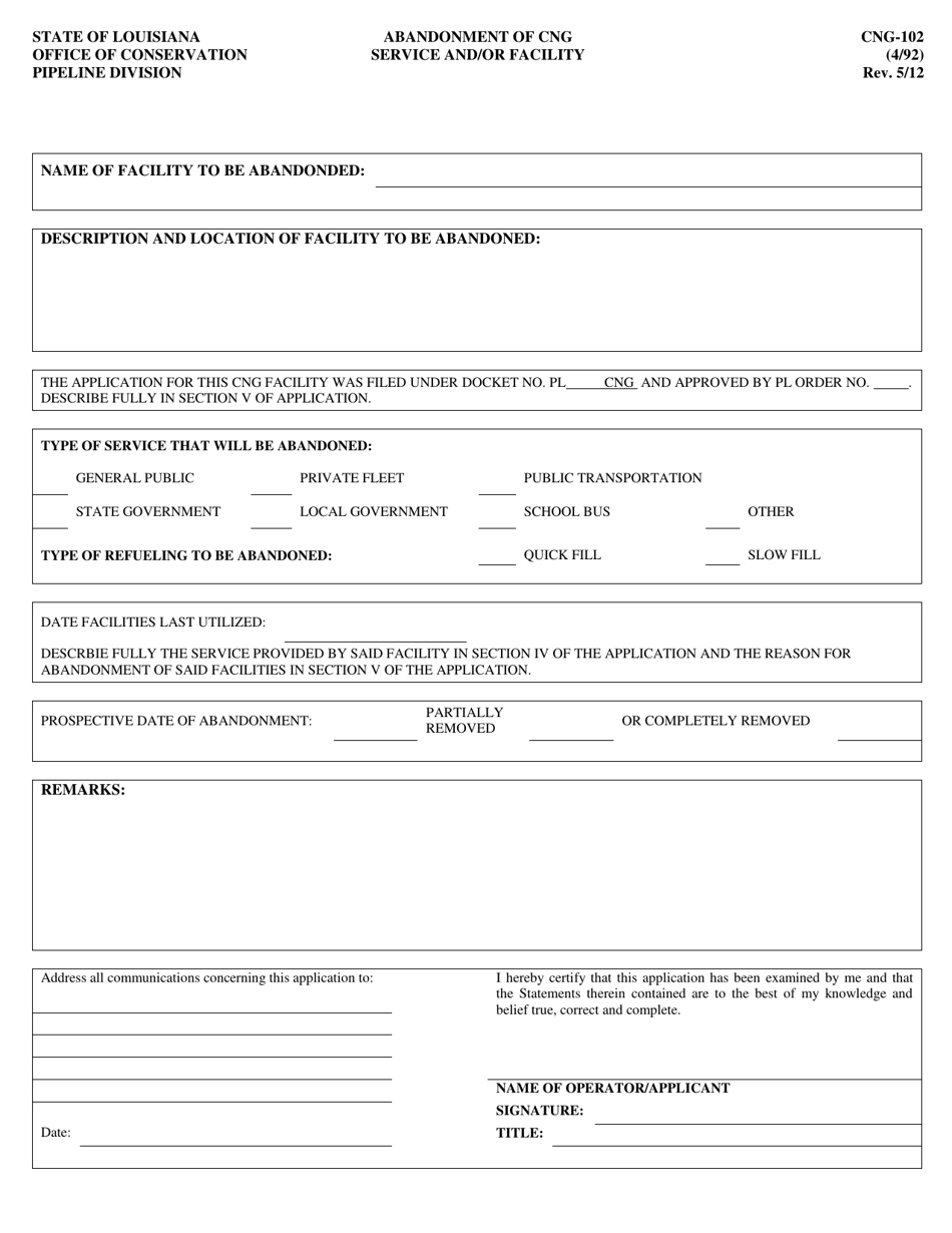 Form CNG-102 - Fill Out, Sign Online and Download Printable PDF ...