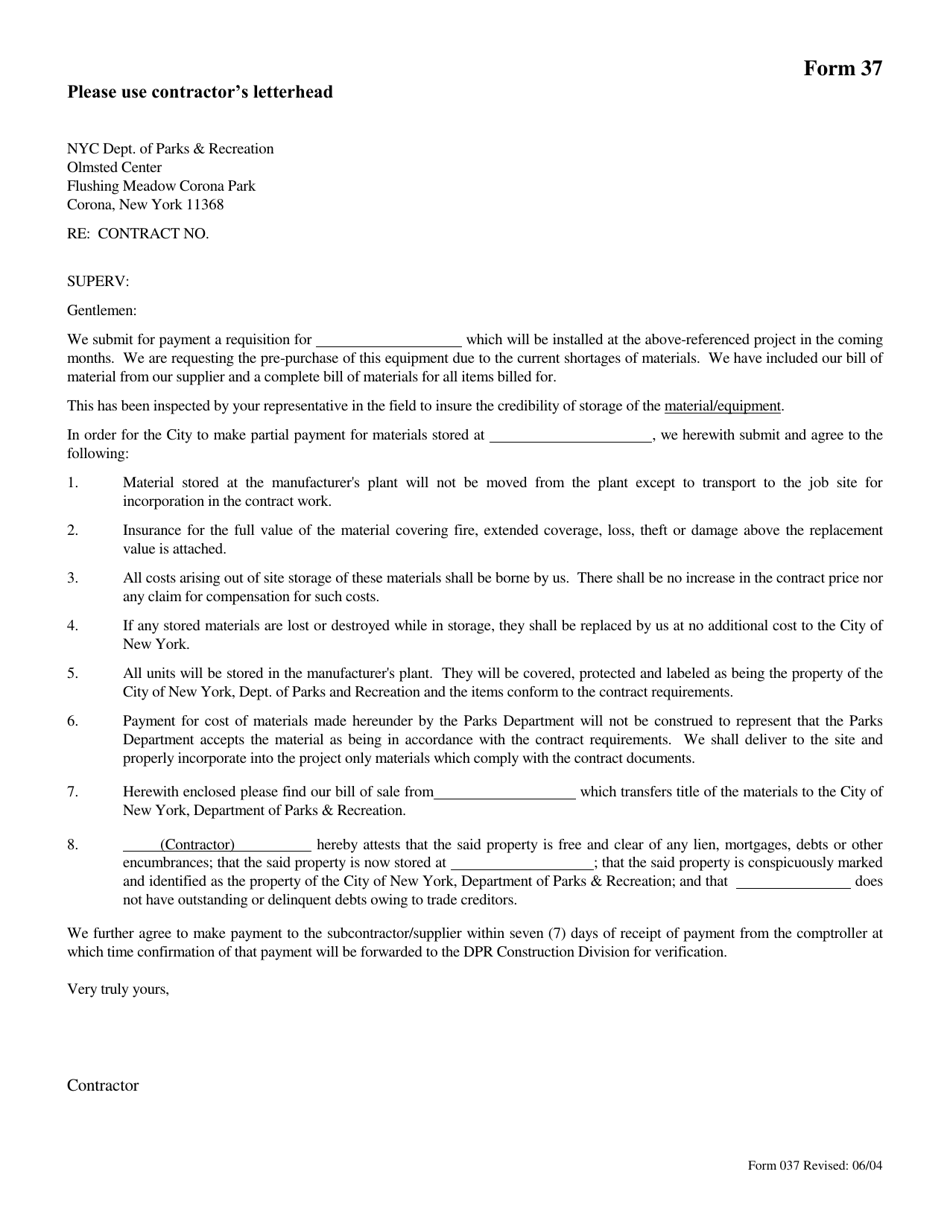 Form 37 - Fill Out, Sign Online and Download Printable PDF, New York ...