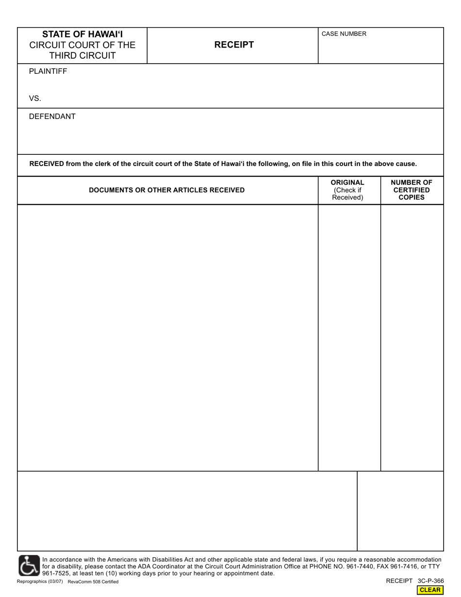 Form 3C-P-366 - Fill Out, Sign Online and Download Fillable PDF, Hawaii ...