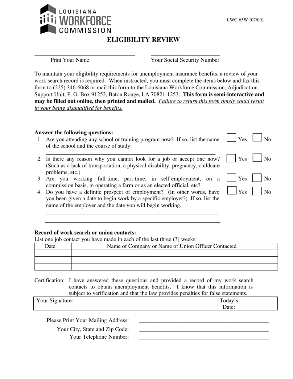 Form LWC65W - Fill Out, Sign Online and Download Fillable PDF ...