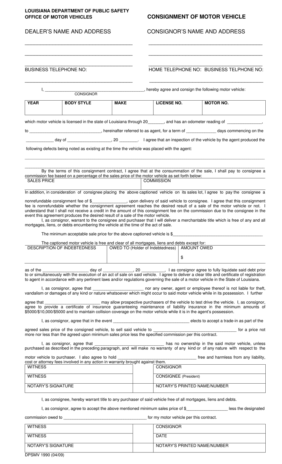 Form DPSMV1990 - Fill Out, Sign Online and Download Fillable PDF ...
