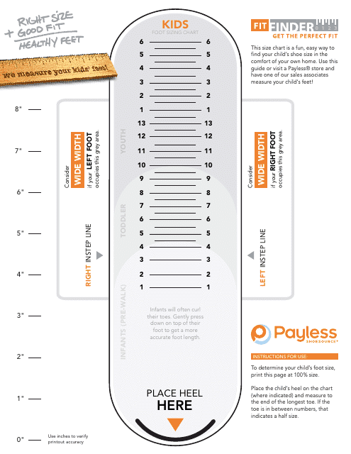 Printable Kids Shoe Size Chart
