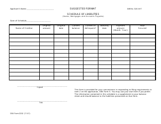 SBA Form 2202 Download Fillable PDF or Fill Online Schedule of ...