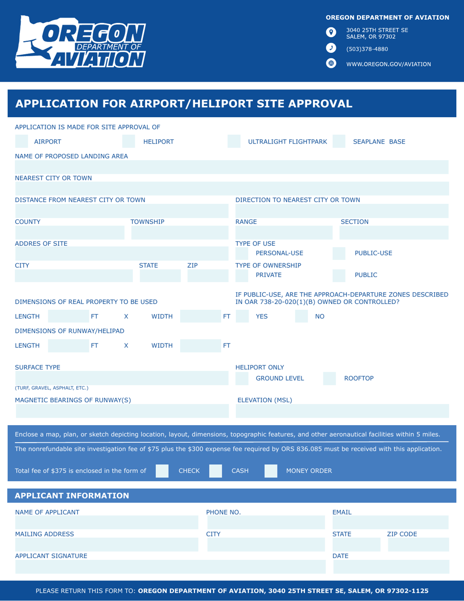 Oregon Application for Airport/Heliport Site Approval - Fill Out, Sign ...