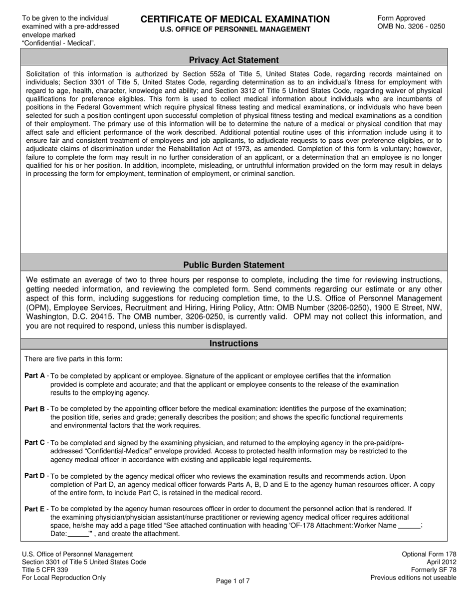 Form OF178 - Fill Out, Sign Online and Download Fillable PDF ...