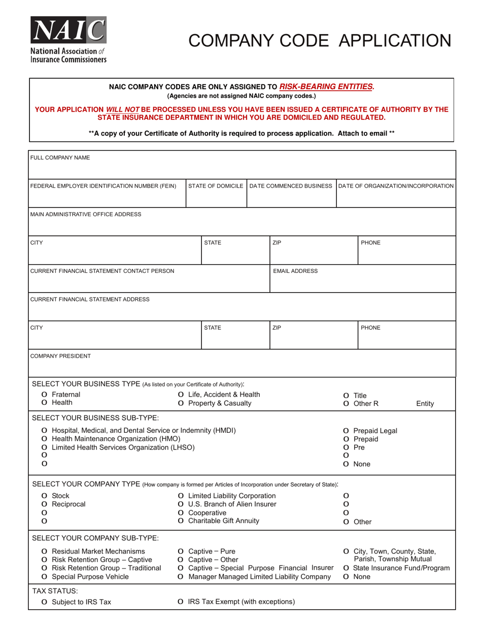 Company Code Application - Fill Out, Sign Online and Download PDF ...
