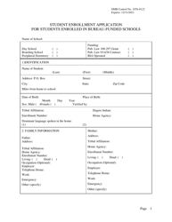 Student Enrollment Application for Students Enrolled in Bureau-Funded Schools Download Printable ...