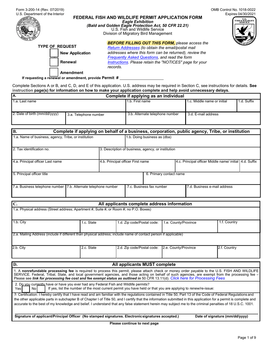 FWS Form 3-200-14 Download Fillable PDF or Fill Online Federal Fish and ...
