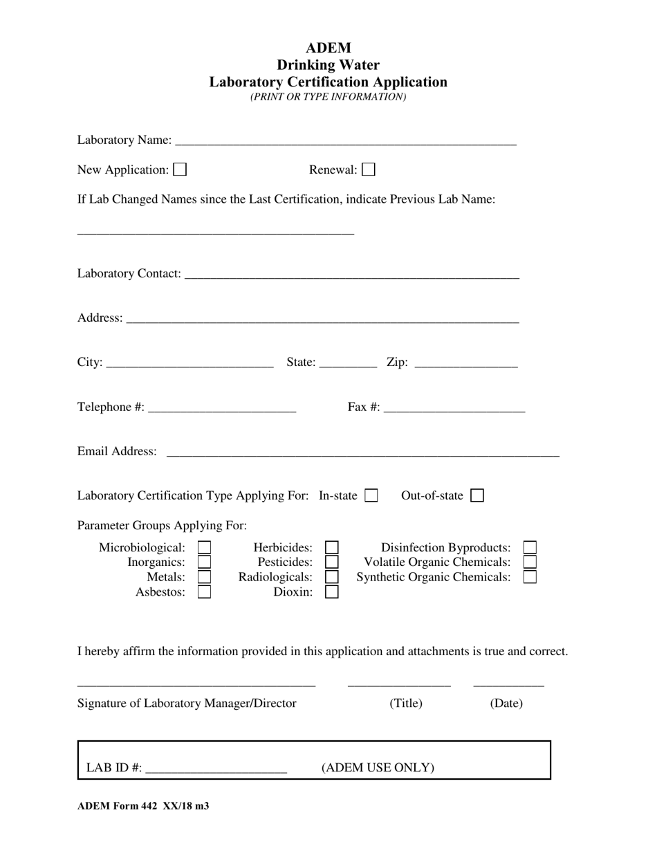 ADEM Form 442 - Fill Out, Sign Online and Download Fillable PDF, Alabama | Templateroller