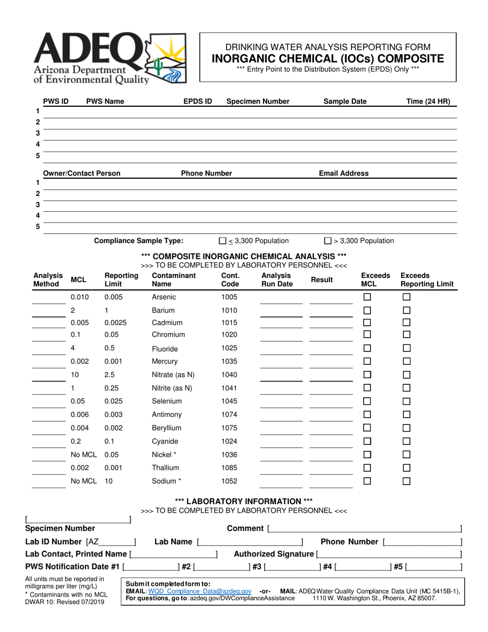 Form DWAR10 - Fill Out, Sign Online and Download Fillable PDF, Arizona ...