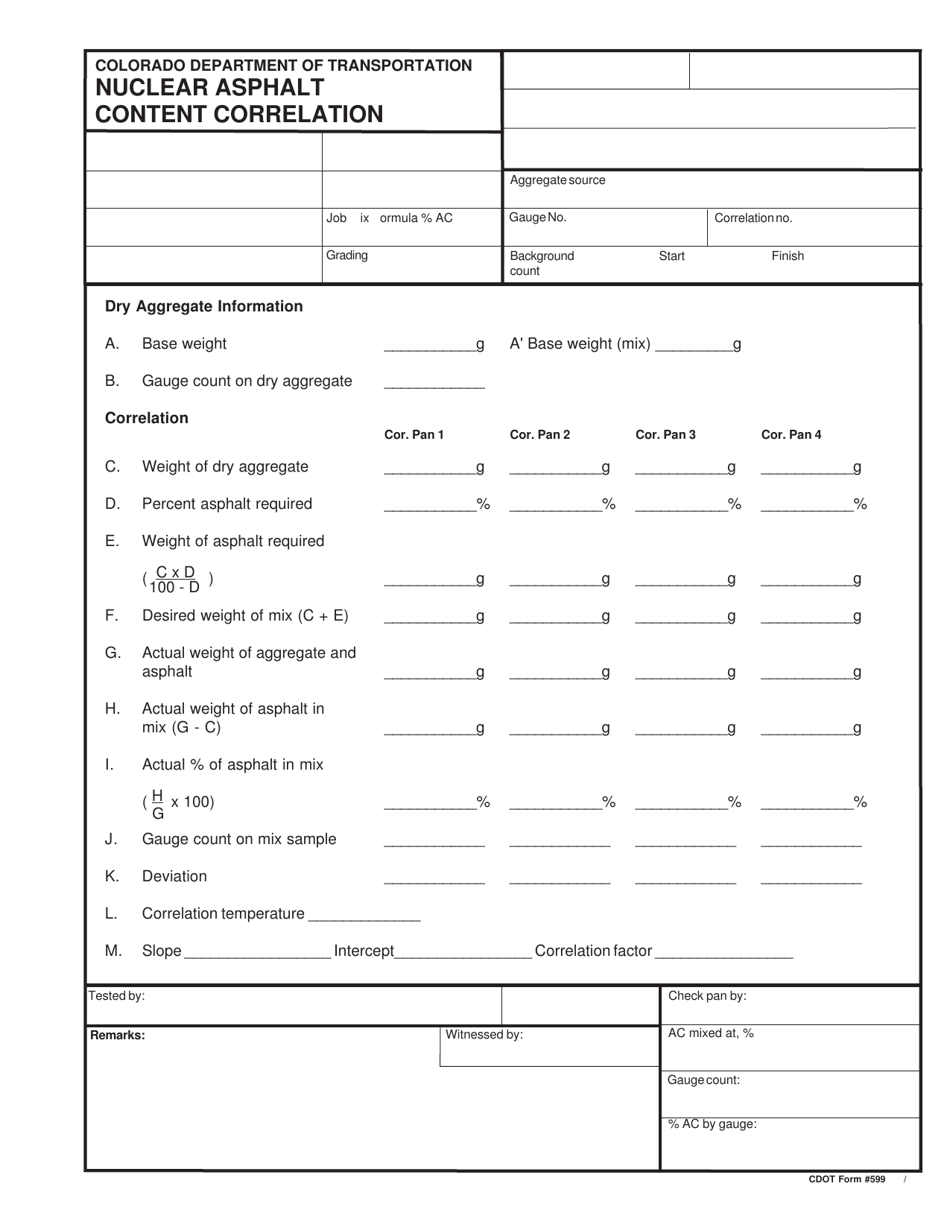 CDOT Form 599 - Fill Out, Sign Online and Download Printable PDF ...