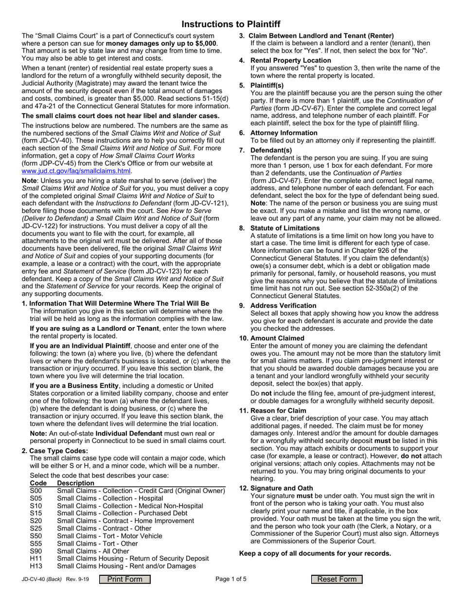 Form JD-CV-40 - Fill Out, Sign Online and Download Fillable PDF ...