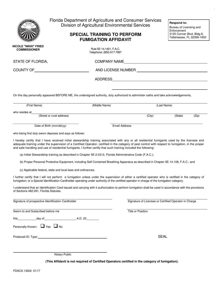 Form FDACS-13002 - Fill Out, Sign Online and Download Fillable PDF ...